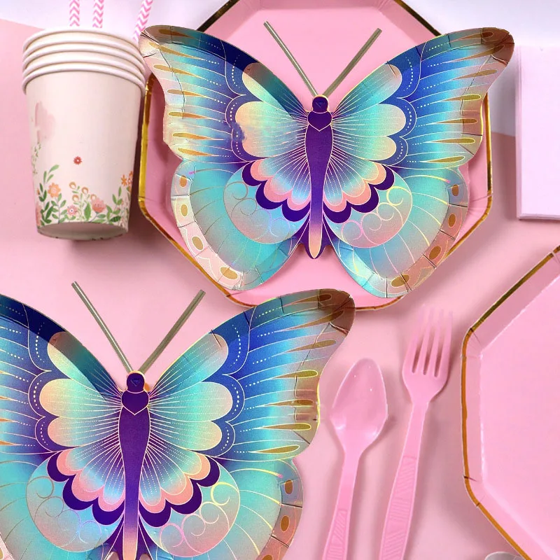 8-Guests-Colorful-Butterfly-Disposable-Plates-Spring-Butterfly-Fairy ...