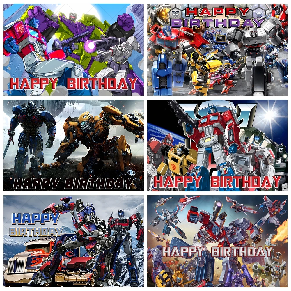 Transformers-Backdrops-Banner-Custom-Cartoon-Party-Children-Birthday ...