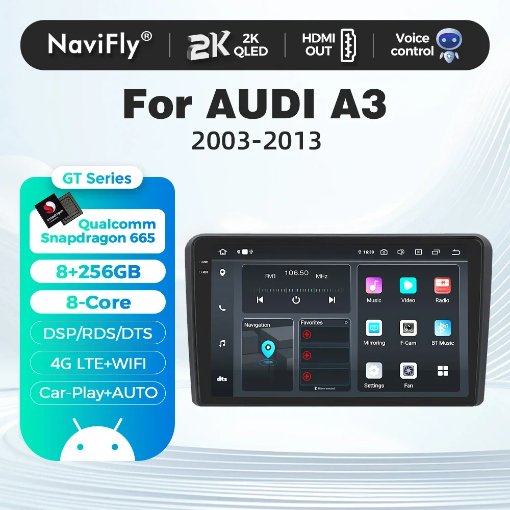 New-AI-Voice-Wireless-CarPlay-Android-Auto-Radio-For-Audi-A3-8P-2003 ...