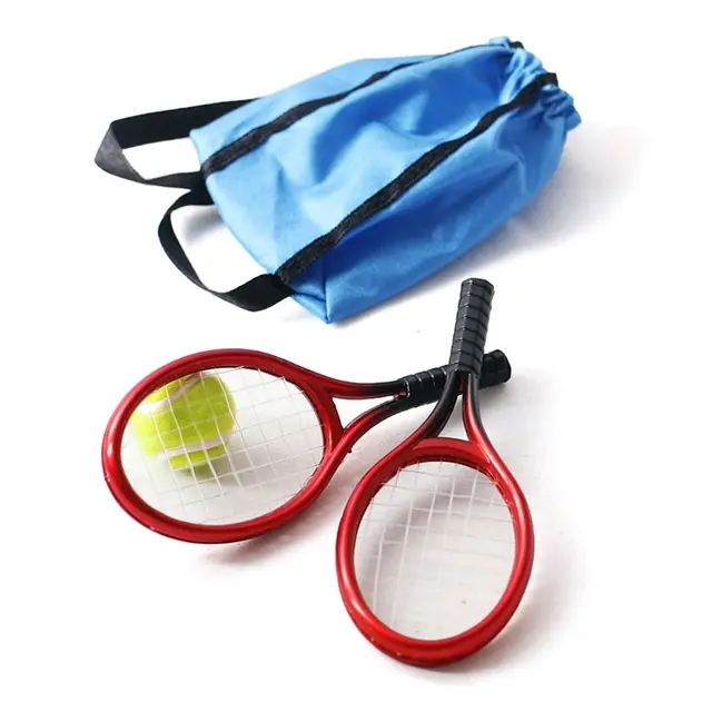 4PCS/Set Doll Tennis Racket kits Miniature Racquet Ball Bag Creative ...