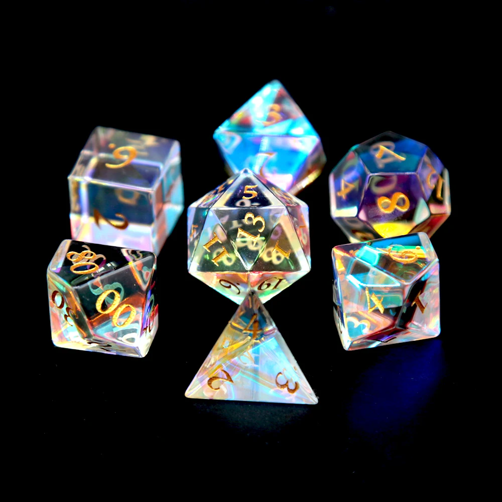 7pcs Set Crystal Style DND Dice Set D20 D12 D10 D8 D6 D4 of Dungeon and ...