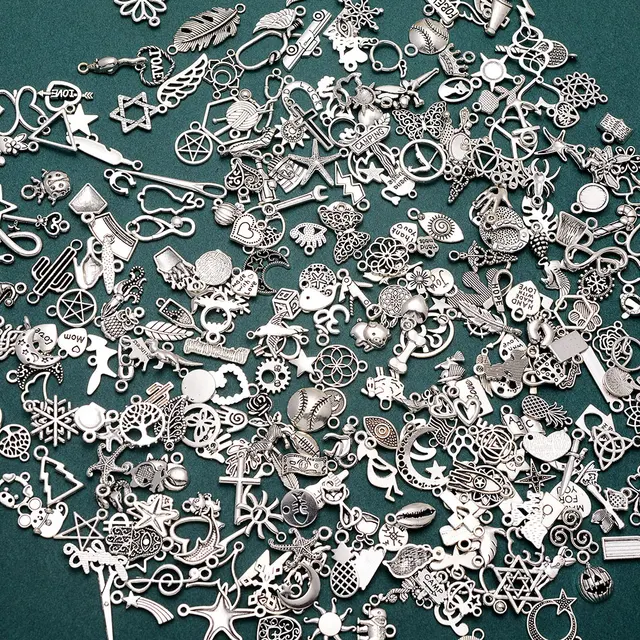 Charms For Keychain Making Wholesale Tibetan Silver Mix Beads Lot | 50 ...
