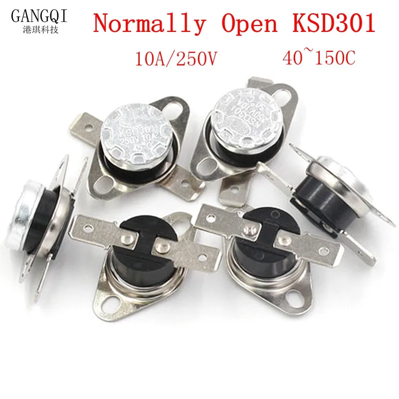 2pcs Normally Open Ksd301 10a 250v 40-150 Degree Bakelite Ksd-301 Temperature Switch Thermostat ...