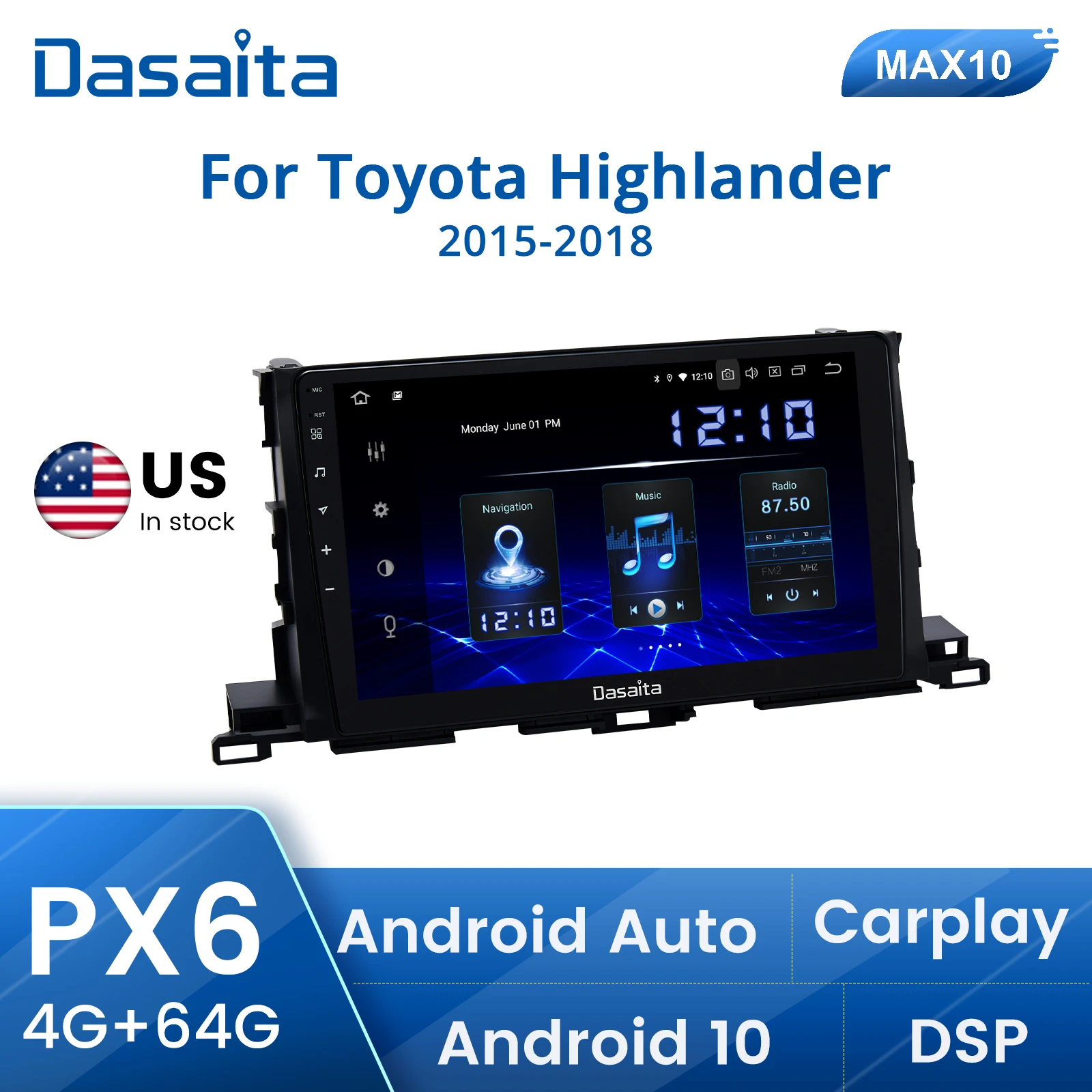 Dasaita Car Multimedia 10.2" Hd Touch Screen Android 10.0 For Toyota ...