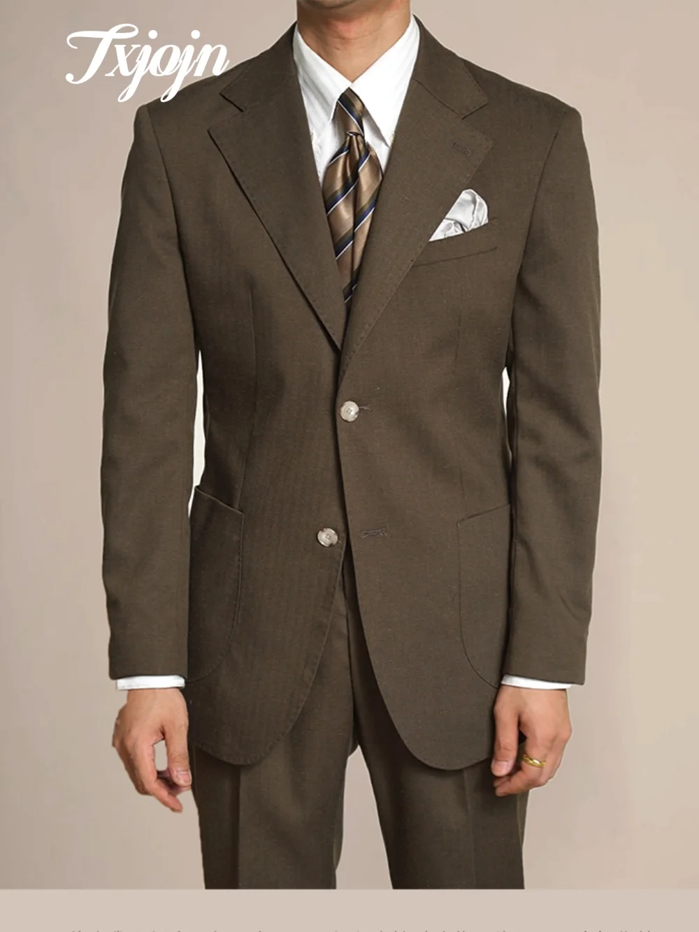 Classic Linen Peak Lapel Men Suit Set 2025 2PCS Stylish Men Tuxedos ...