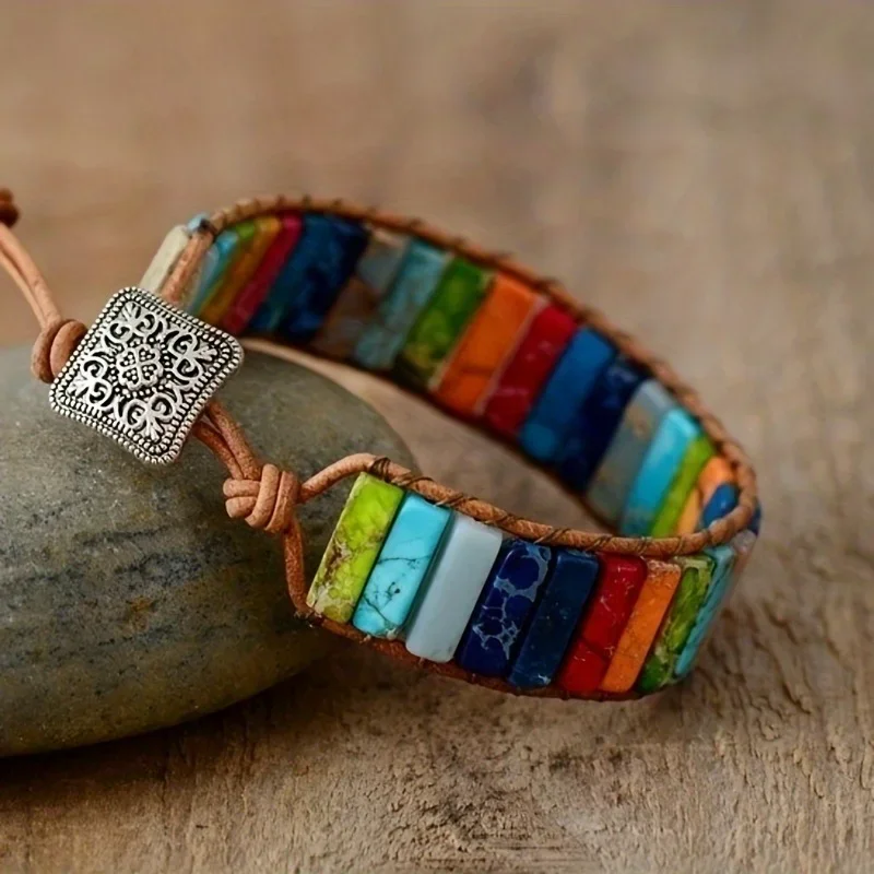 Bohemian-Colorful-Rectangular-Natural-Stone-Bracelets-for-Men-and-Women ...