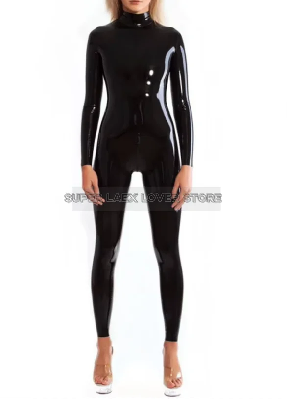 Latex Catsuit Tights Bodysuit Neck Entry Rubber Jumpsuit Clothing Suit ...