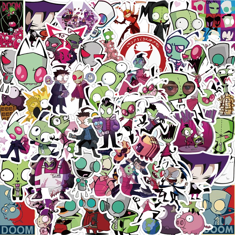 50Pcs-NEW-Invader-ZIM-DIY-Graffiti-Toys-Stickers-Anime-Figure-Water-Cup ...