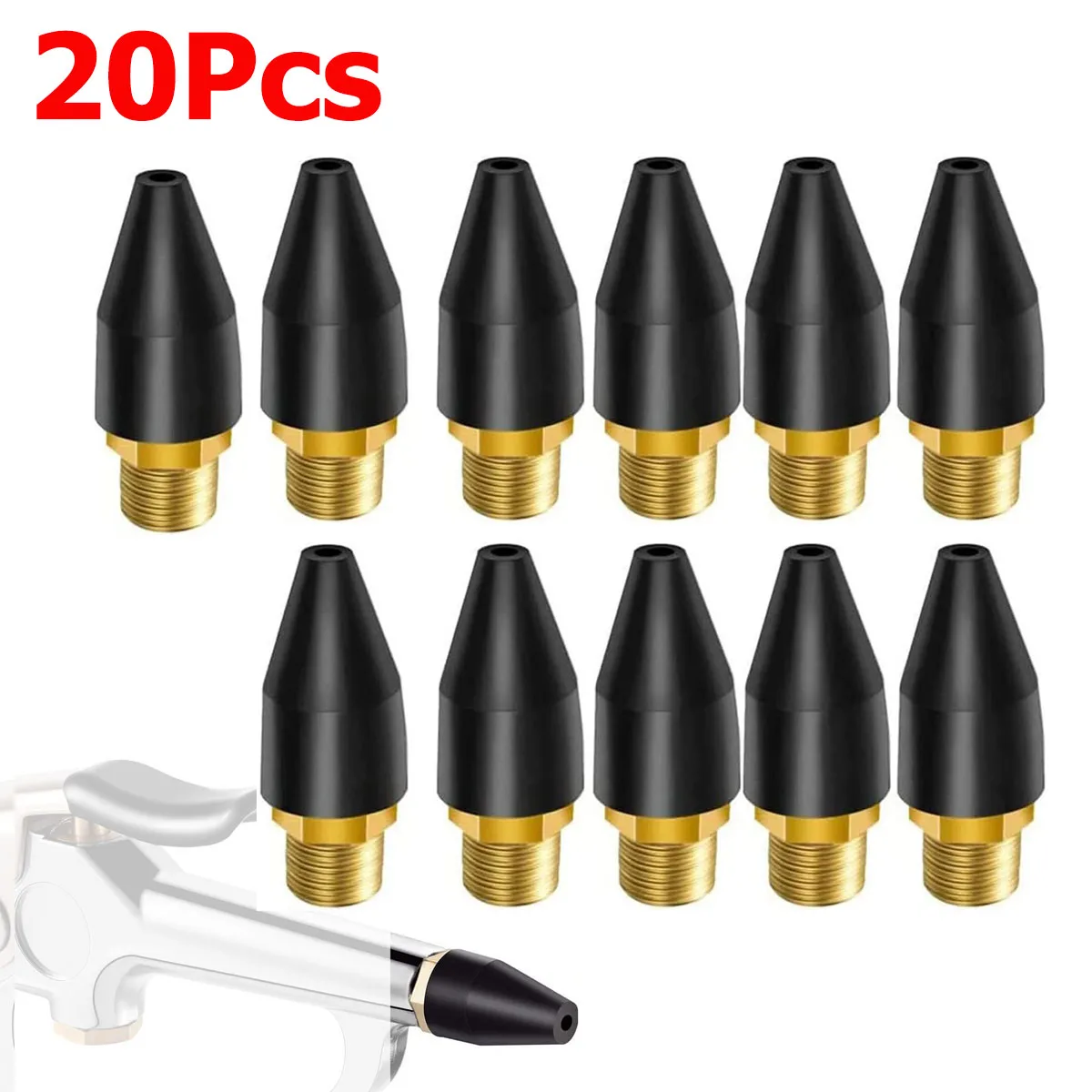 20Pcs Rubber Air Compressor Nozzles Brass Tip For Air Blow Guns ...