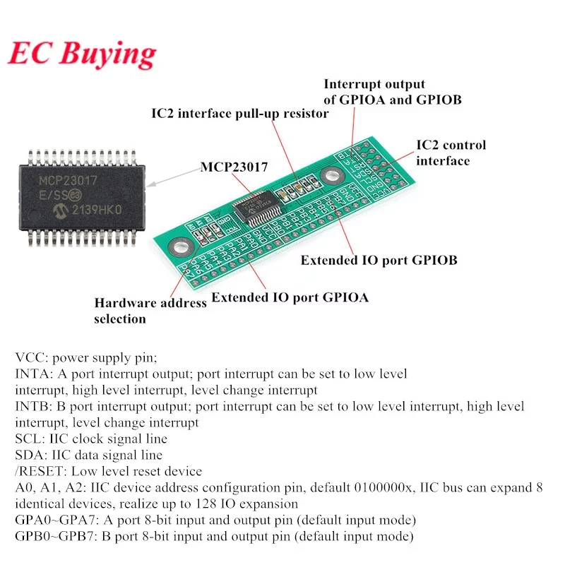 MCP23017-I2C-Interface-16bit-I-O-Expansion-Board-Module-Pin-PCB-Board ...