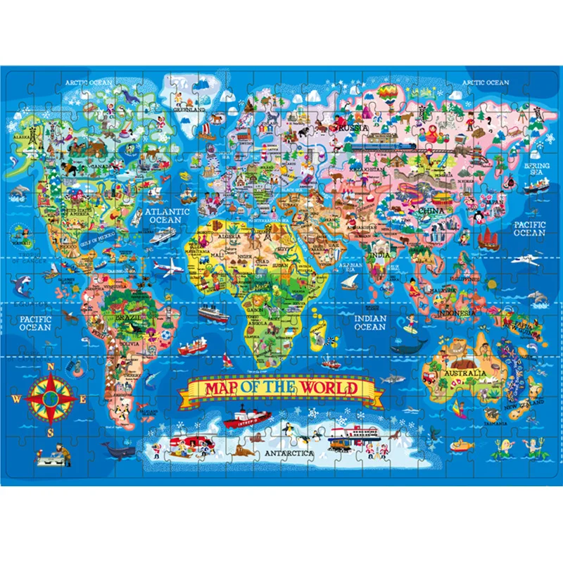 Children-s-Adults-World-Map-and-American-Map-200-Pieces-Paper-Jigsaw ...