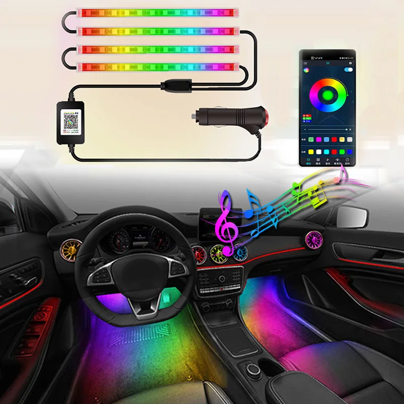 LED-Car-Interior-Ambient-Foot-Light-with-USB-Wireless-Remote-Music-App ...