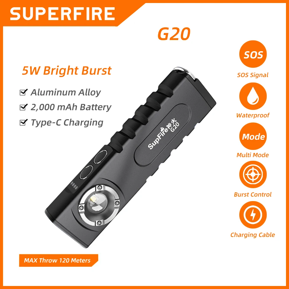 SUPERFIRE-G20-LED-COB-Flashlight-with-Red-indicator-Magnet-Power-Bank ...