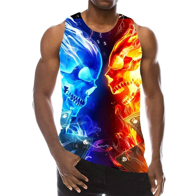 Men-s-Skull-Graphic-Tanks-Summer-Sleeveless-Flame-Skeleton-3D-Printed ...