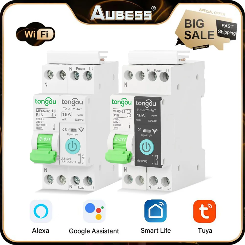 TUYA-WIFI-1P-32A-DIN-Rail-With-Metering-Smart-Circuit-Breaker-Smart ...