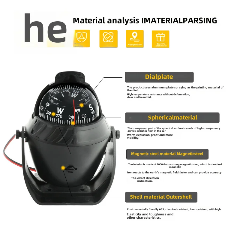 Vehicle-Boat-Compass-with-LED-Light-Adjustable-Magnetic-Declination ...