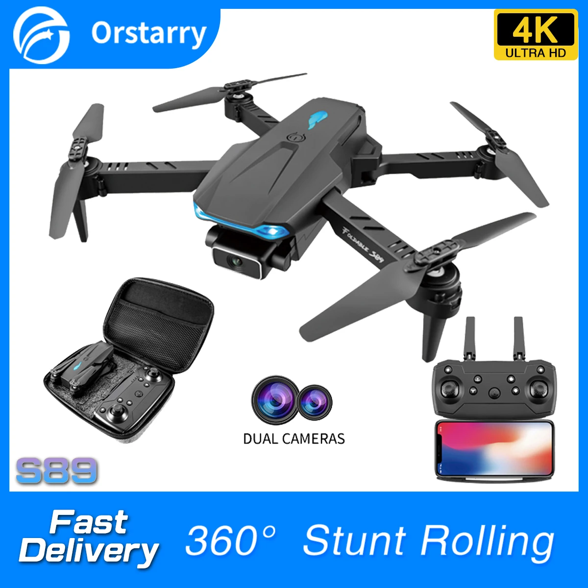 S89 Mini Dron 4K HD con cámara Dual, helicópteros de Control remoto ...