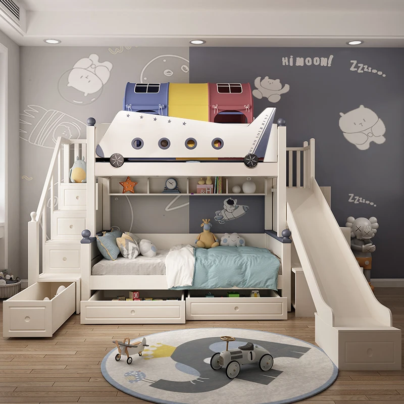 Two-Layer-Children-s-Bunk-Bed-Boy-Upper-and-Lower-Bunk-Wooden-Bed-Bunk ...