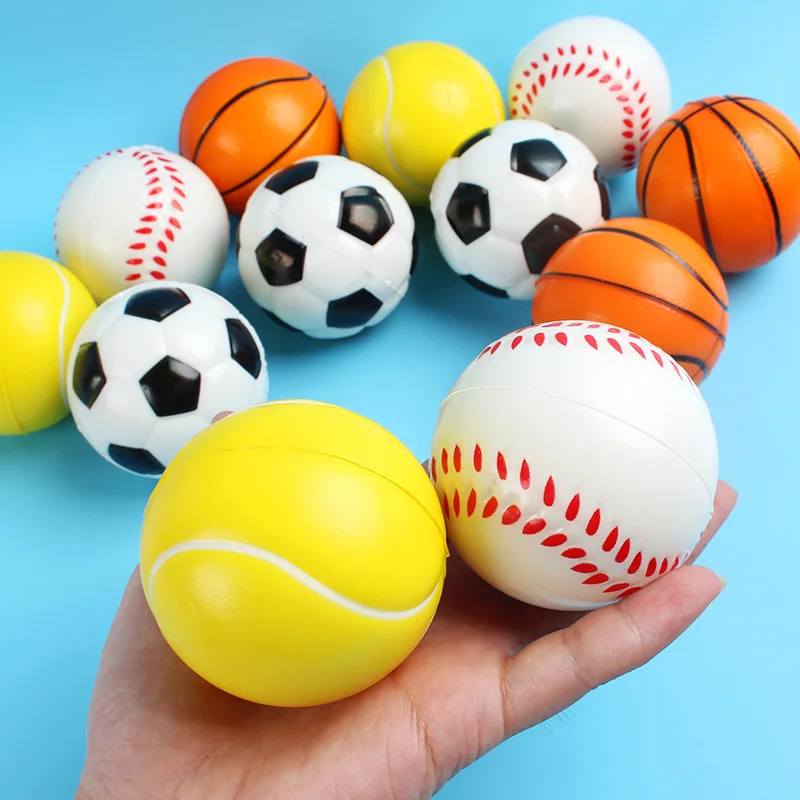 4pcs/set 6.3cm Baby Soft Foam Toy Basketball Soccer Tennis Baseball Anti-pressure Squeeze Ball ...