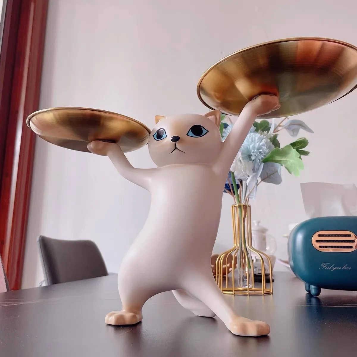 Room Decor Resin Cat Tray Sculptures & Figurines for Decoration Home ...