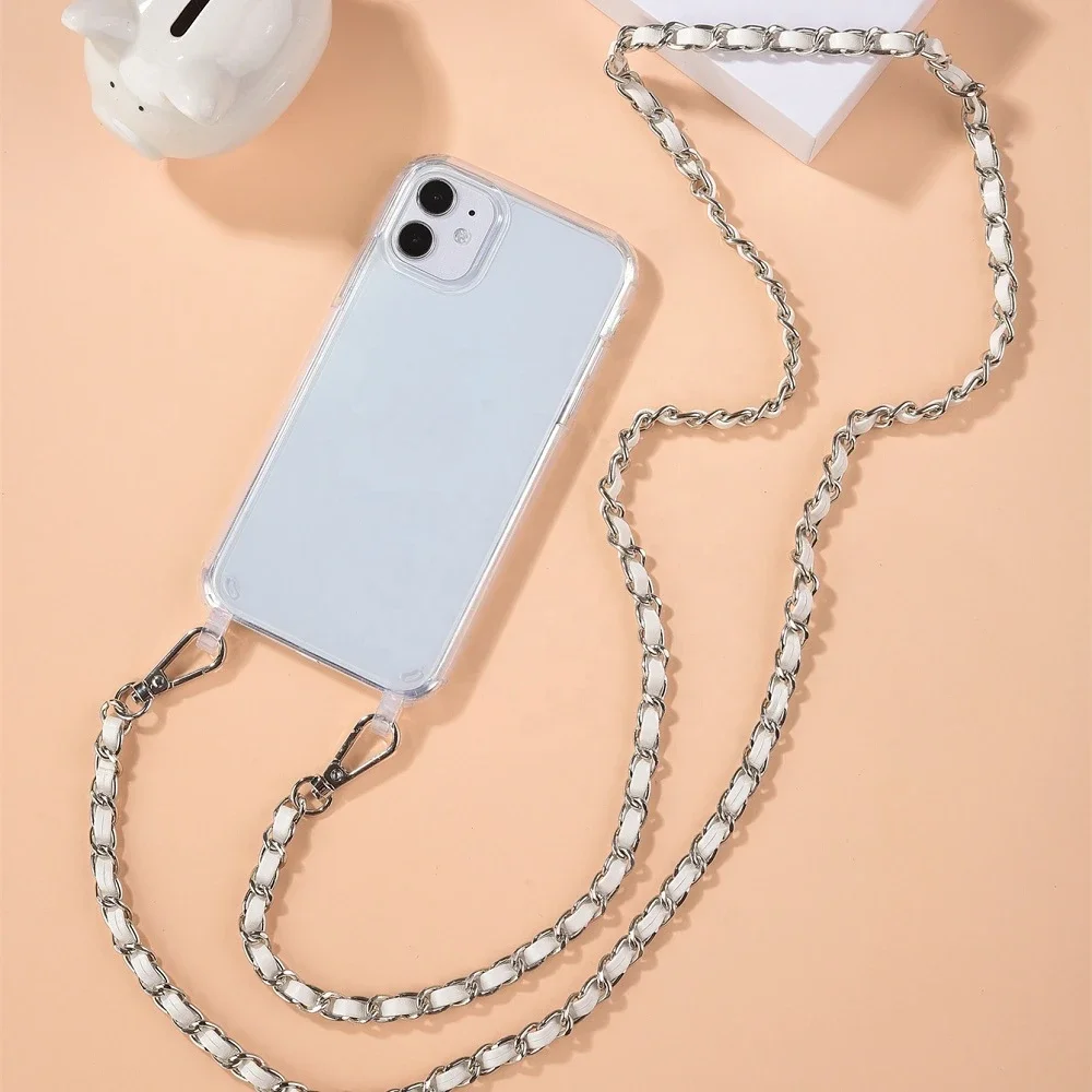 Luxury Pearl Chain Crossbody Strap Shockproof Acrylic Case for Samsung ...