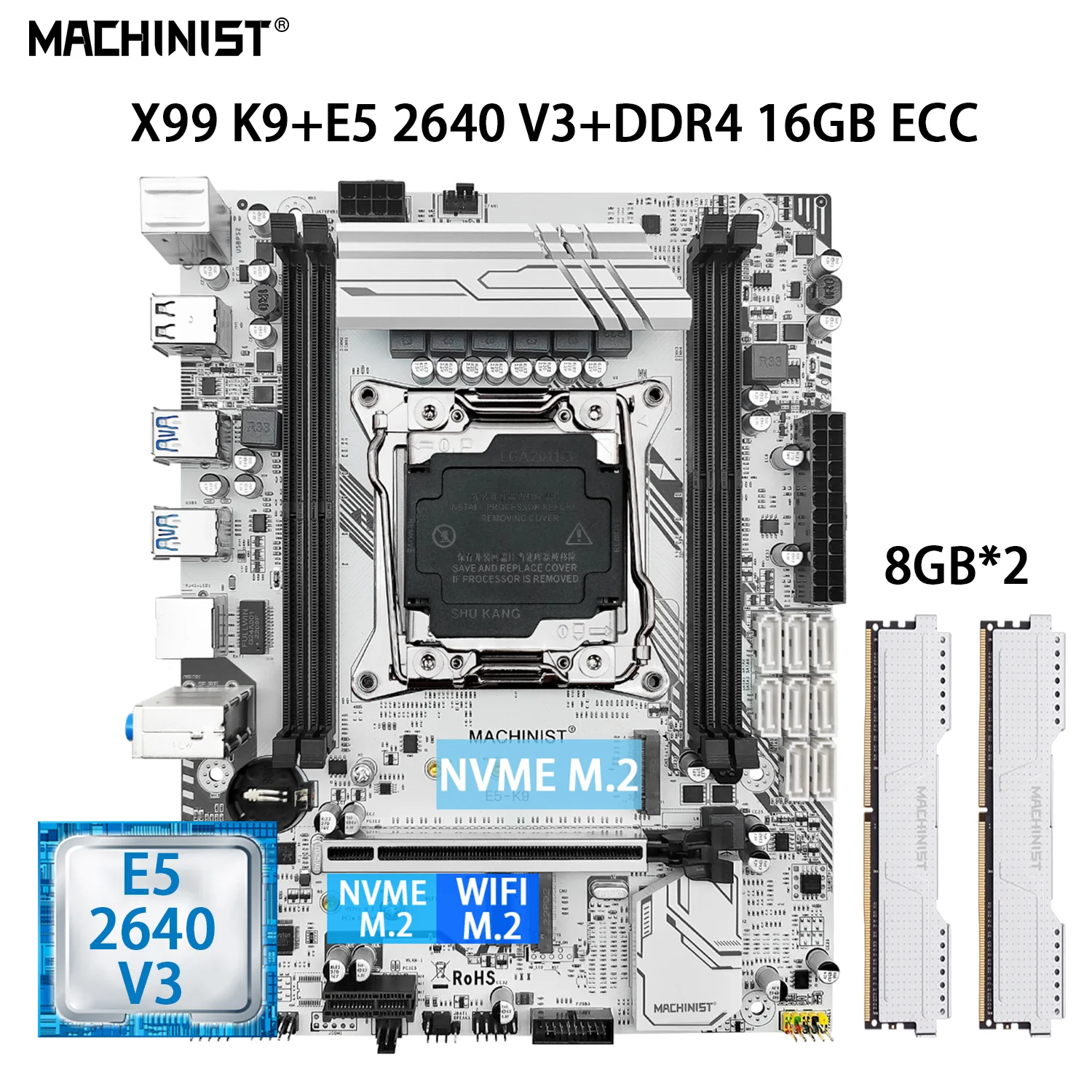 MACHINIST Conjunto de placa base X99, Kit combinado LGA 2011 3 ...