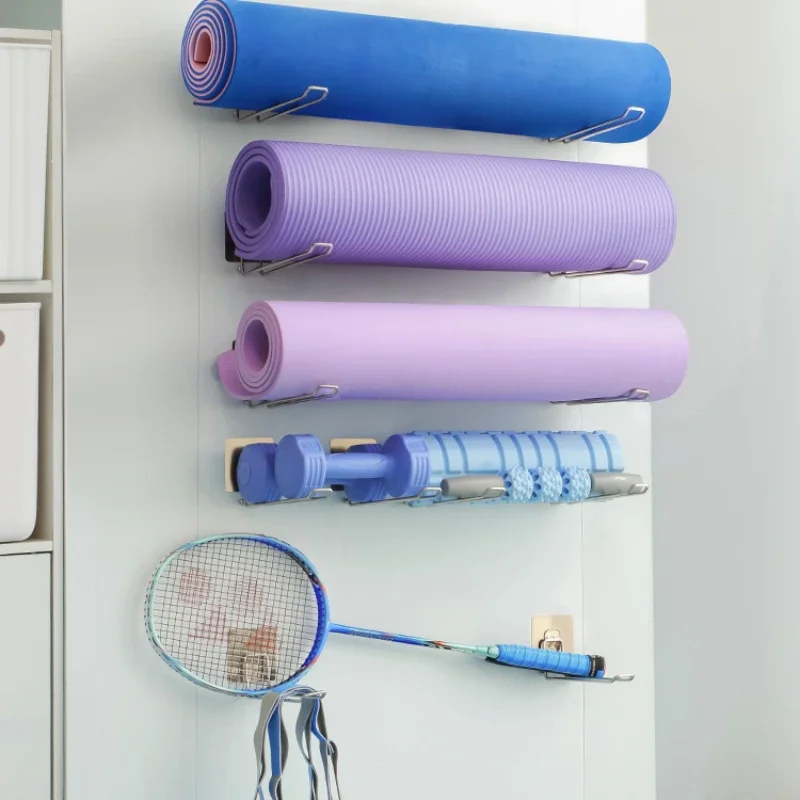 Wall-Mounted-Yoga-Mat-Storage-Rack-Elastic-Rope-Sorting-Basket-for ...