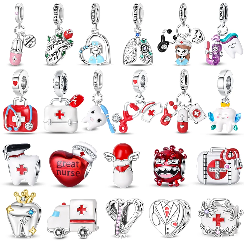 Original 925 Sterling Silver Charm Beads Medical Series Doctor Nurse ...