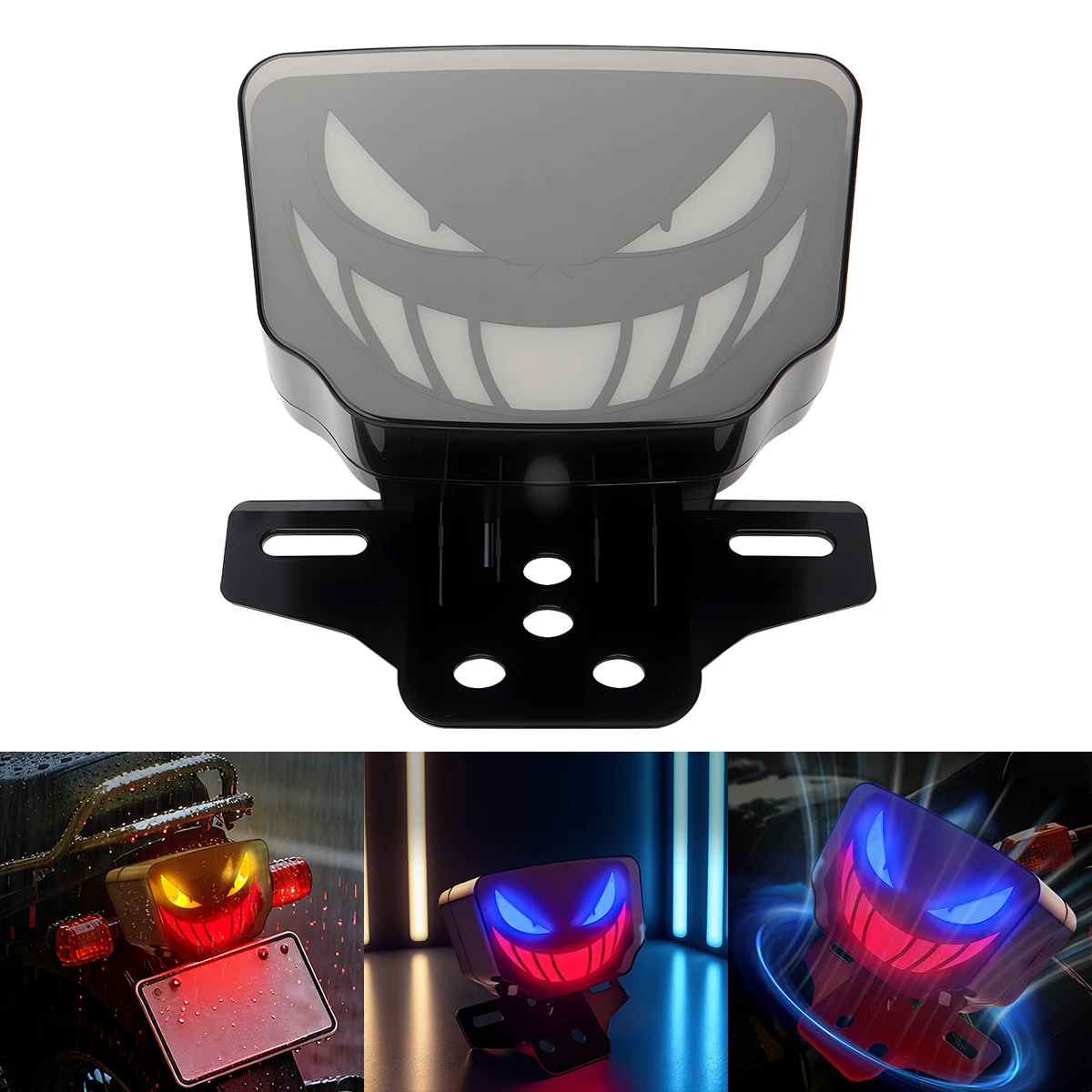 Demon Smiley Face LED Turn Signal Multicolored Flashing Driving Lamp ...