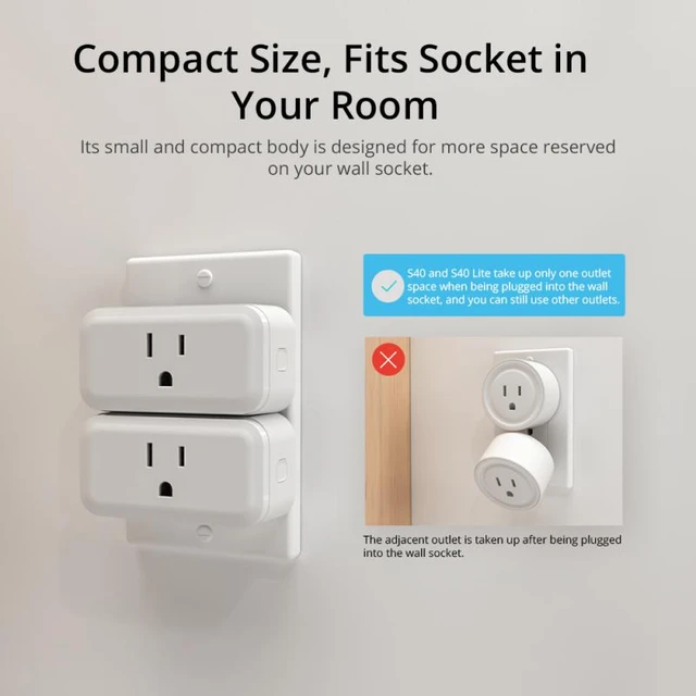 SONOFF S40/ S40 Lite 15A Smart Plug WiFi Tipe B MINI Wi-Fi, 48% OFF