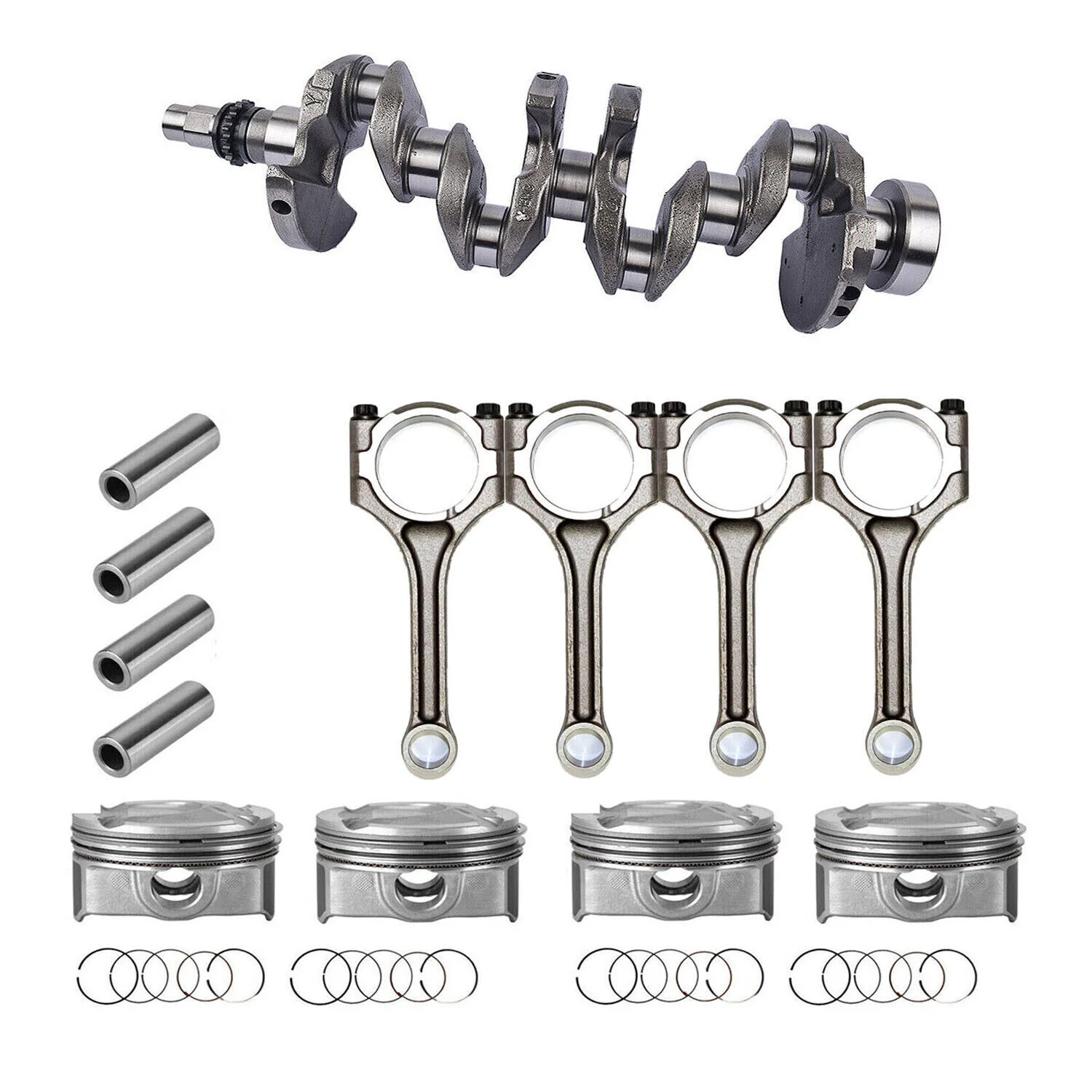 4Pcs Connecting Rod+4Pcs Piston Kit+1Pcs Crankshaft for Hyundai ...