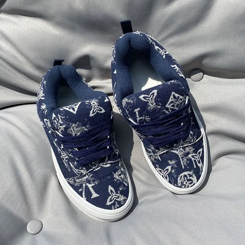 Luxury printed blue bread shoe design men's and women's shoes canvas ...
