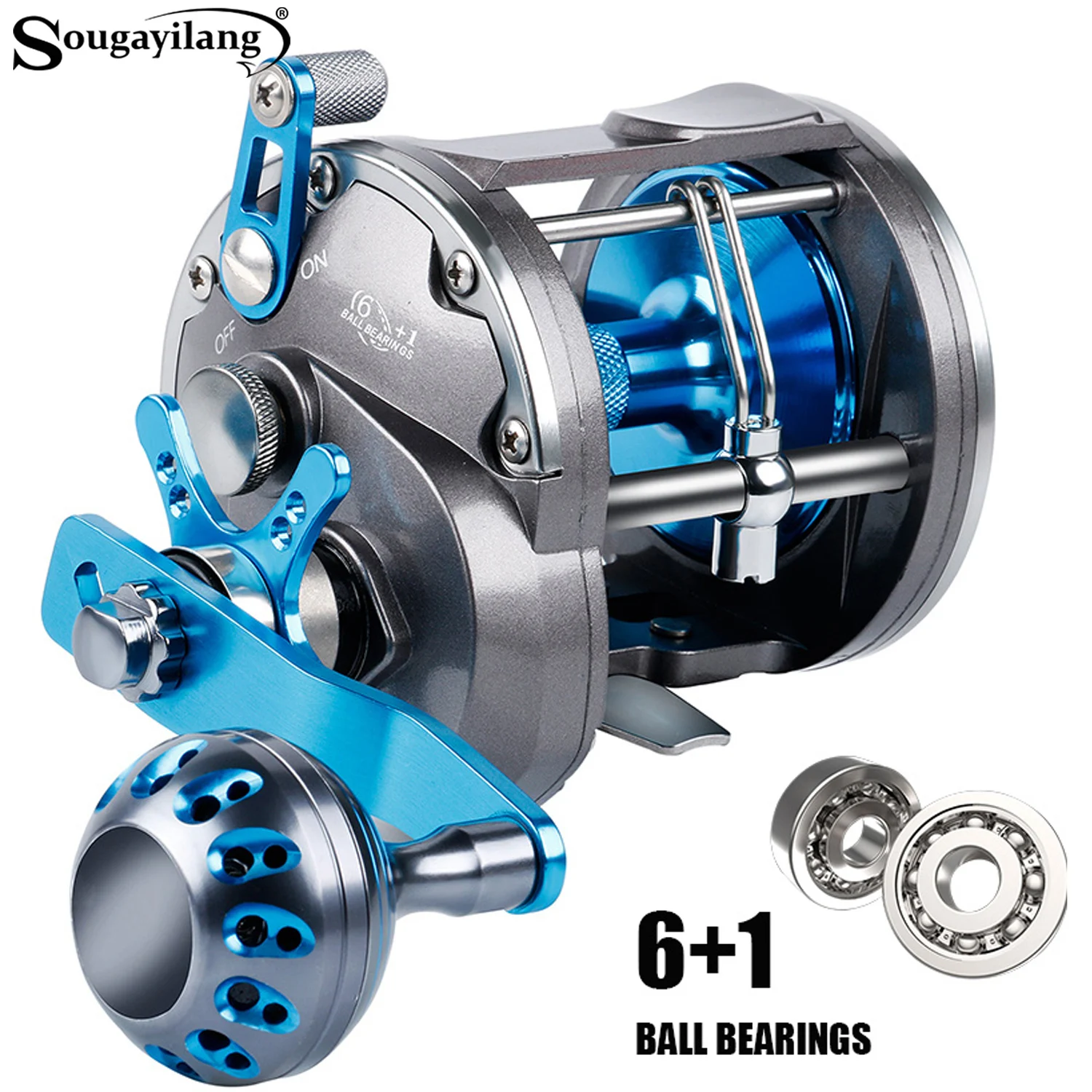 Sougayilang Trolling Fishing Reels 6+1BB Super Strong Right Hand ...