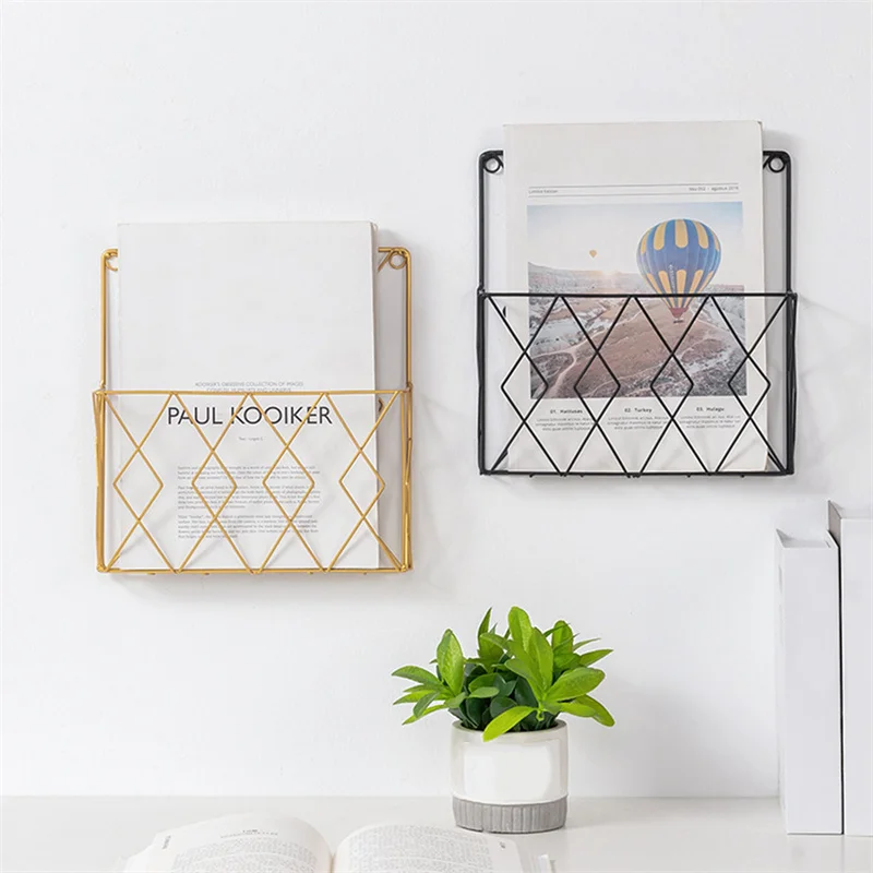Metal-Wall-Mounted-Magazines-Newspaper-Storage-Rack-for-Home-Office ...