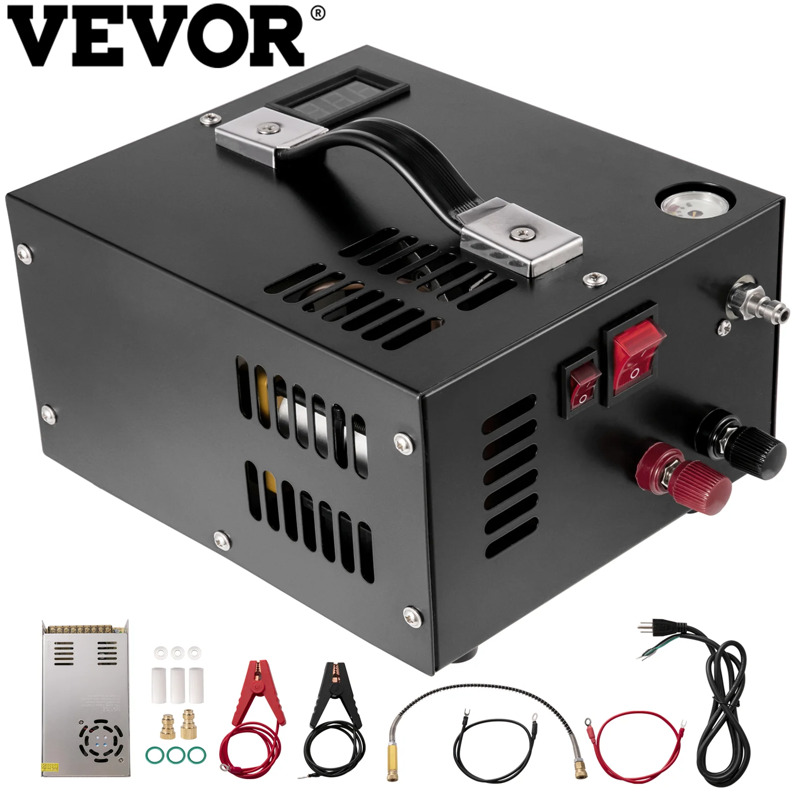 VEVOR 4500Psi 300Bar 12V PCP Air Compressor High Pressure Pump Portable ...