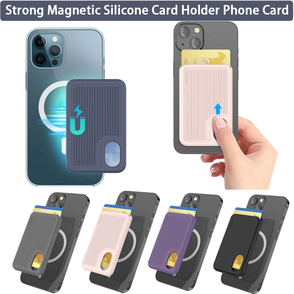 Dual-Card-Magnetic-Vertical-Silicone-Card-Holder-Phone-Magnetic-Card ...