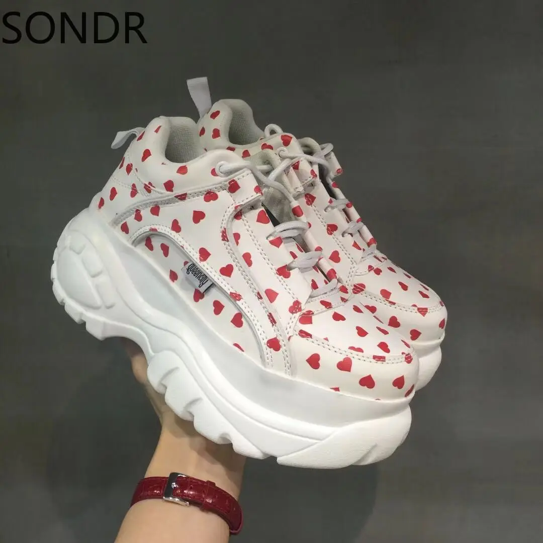 Womens Sneaker Round Toe Lace Up Lolita Wedge Heels Sport Shoes Retro ...