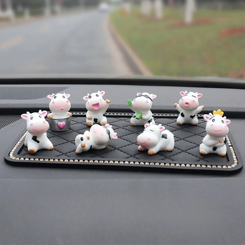 Cute Car Accessories Dairy Cow Small Statue Auto Ornaments Tiny ...