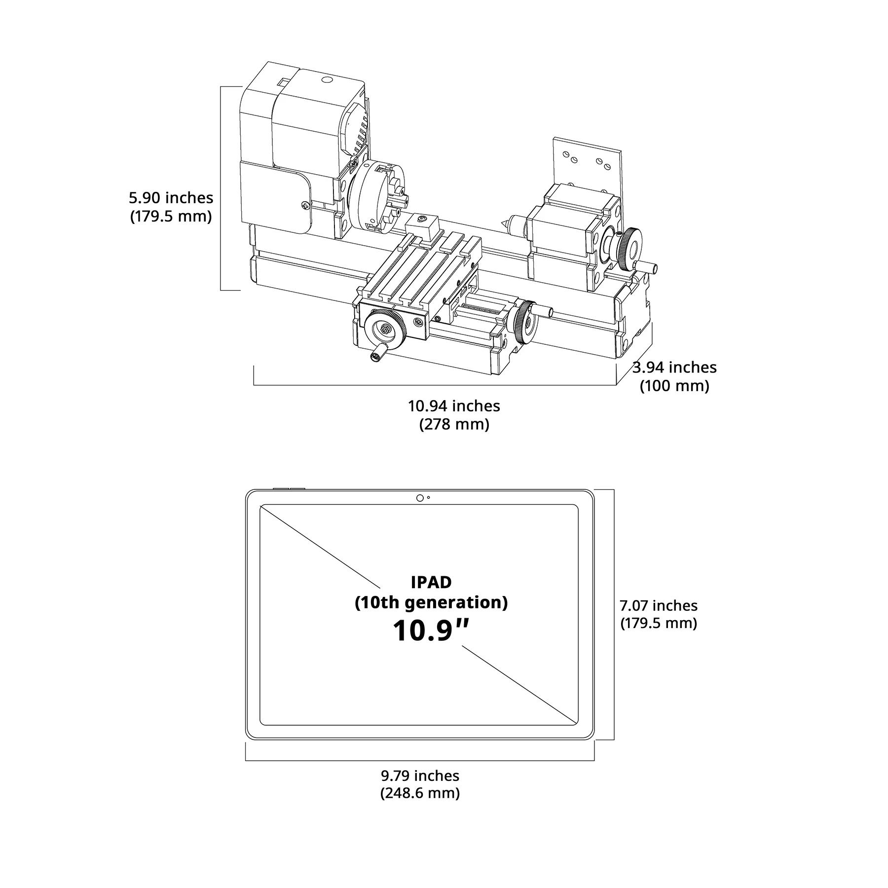 Lathe Machine Drawing Top View