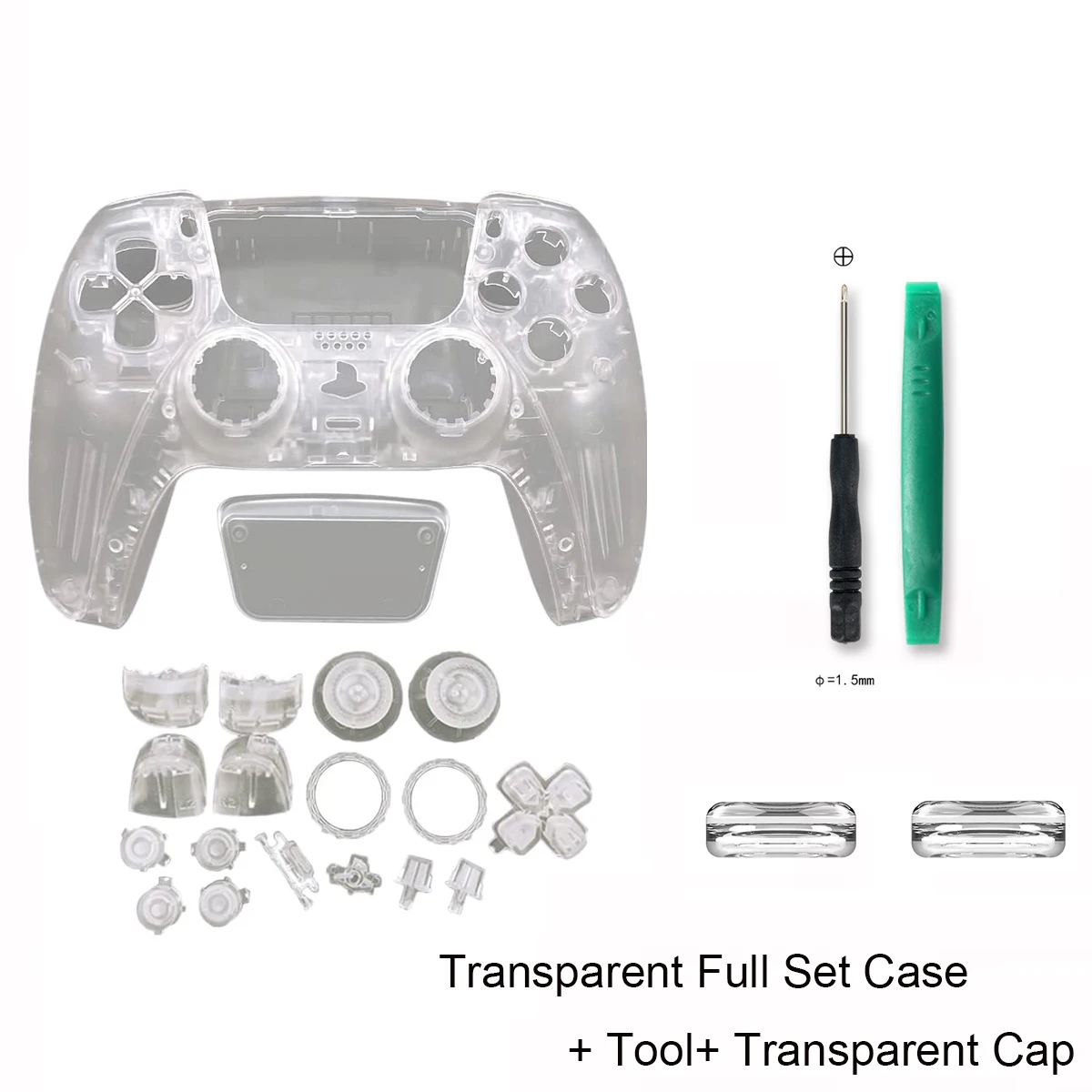 Transparent-White-Housing-Shell-Case-Full-Set-For-PS5-Controller-With-Free-Assemble-Tool ...