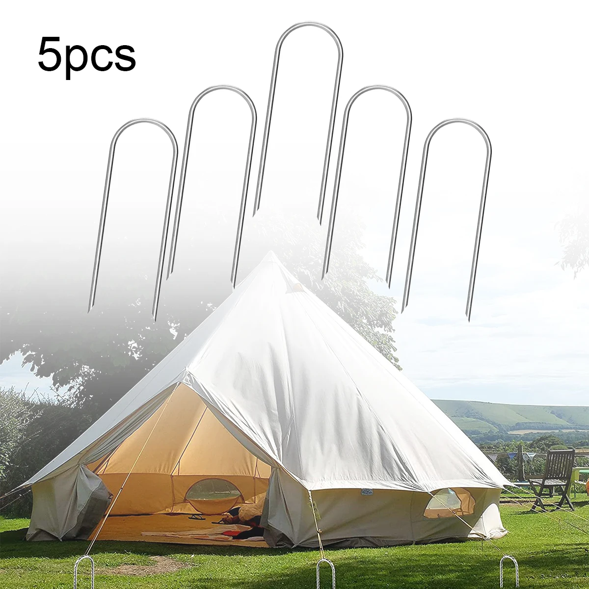 5Pcs-15cm-Aluminum-Alloy-Tent-Spikes-U-Shape-Garden-Stakes-Ground ...