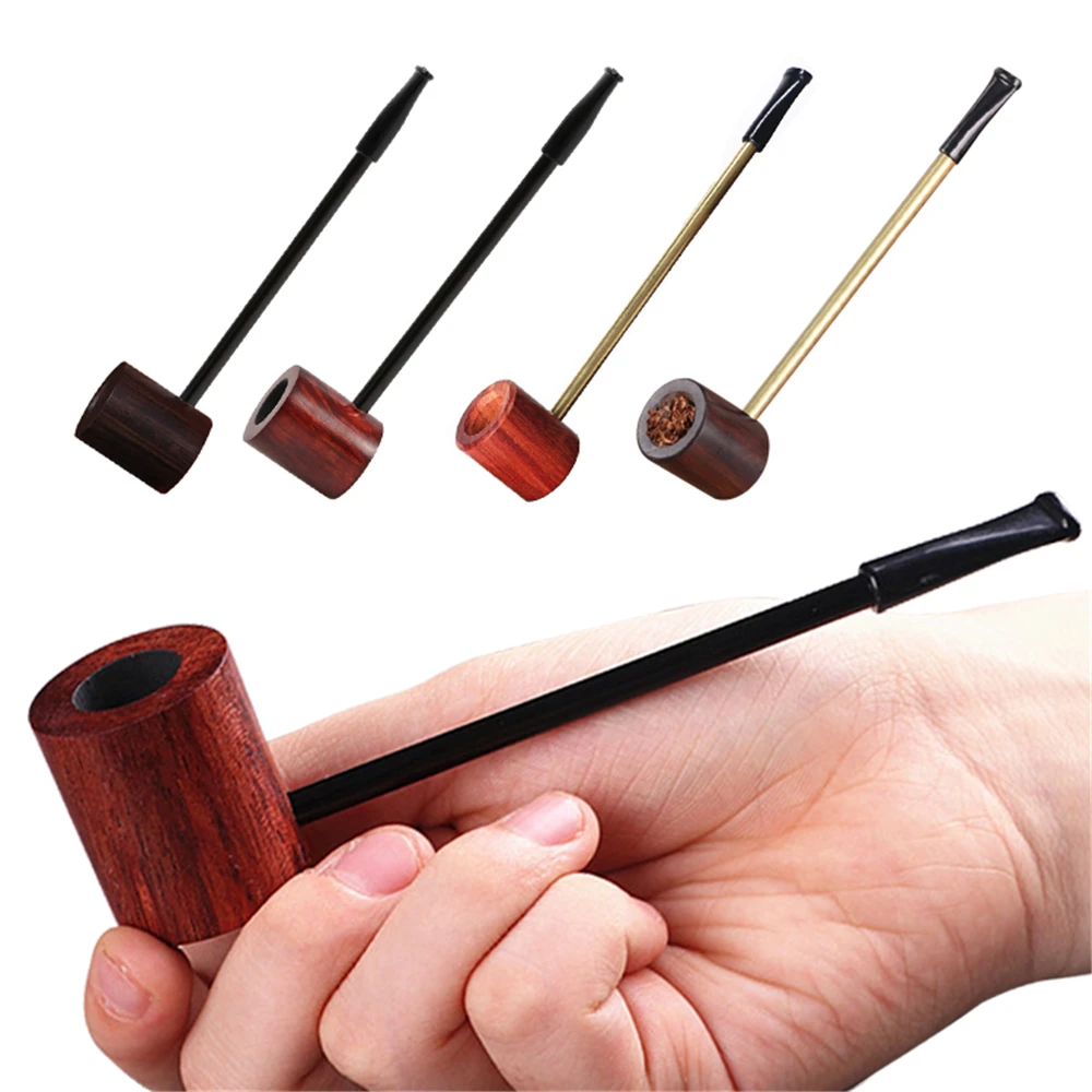 Hot Ebony Solid Wood Tobacco Pipe Handmade Smoking Pipe Cigarette ...