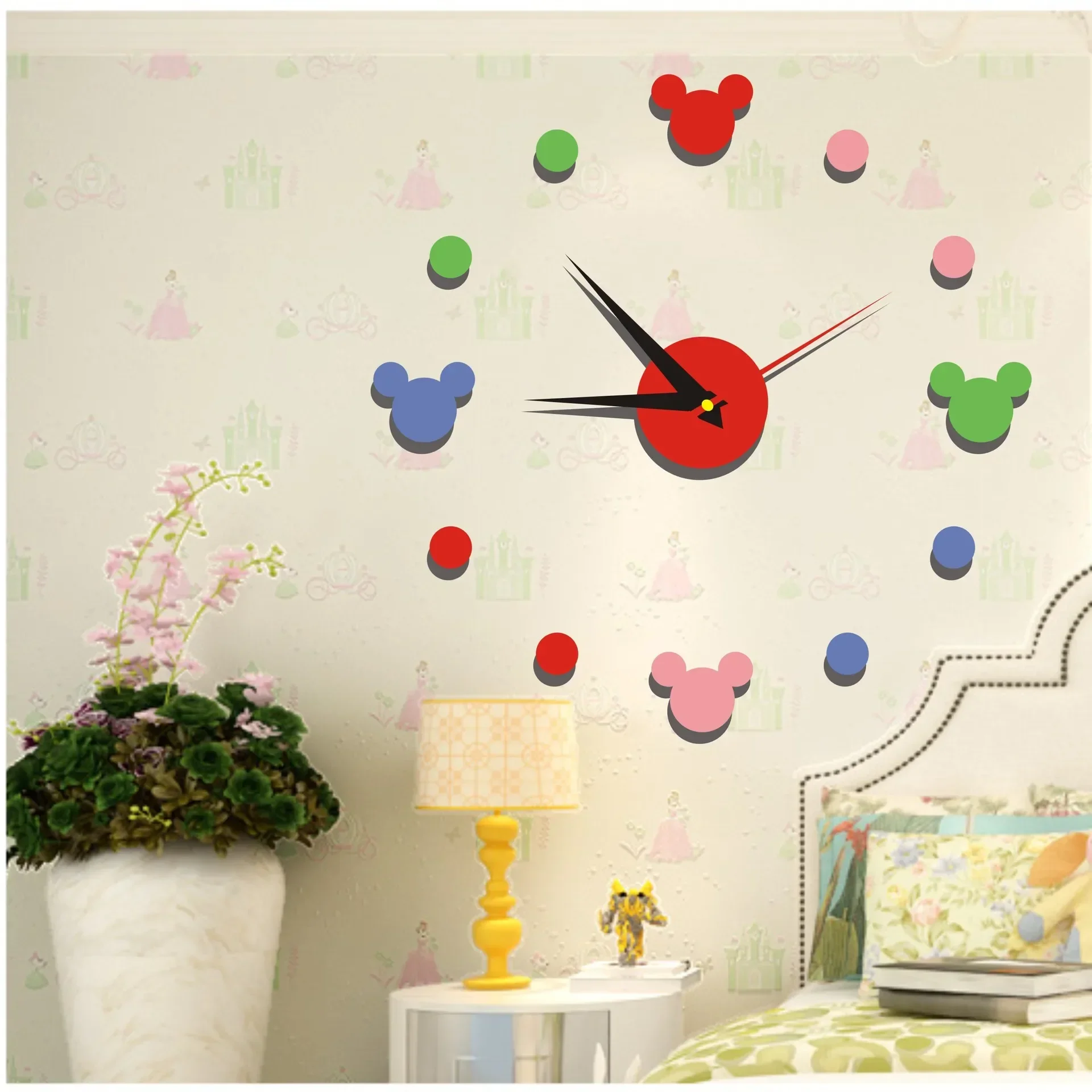 Disney Cartoon Mickey's Self Stick Clock Creativity Children's Wall ...
