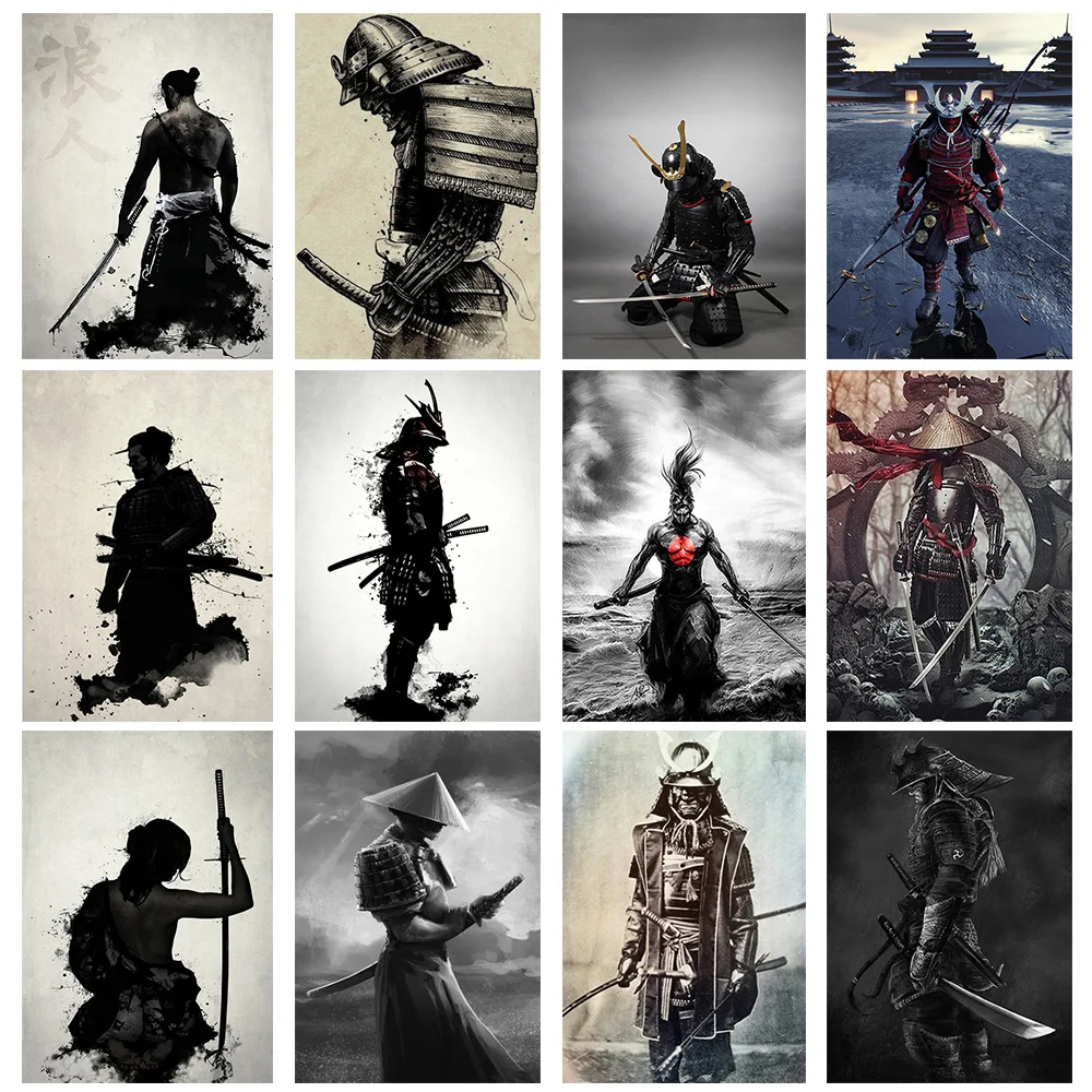 Japanese-Vintage-Ink-Wall-Art-Poster-Miyamoto-Musashi-Samurai-Mural ...