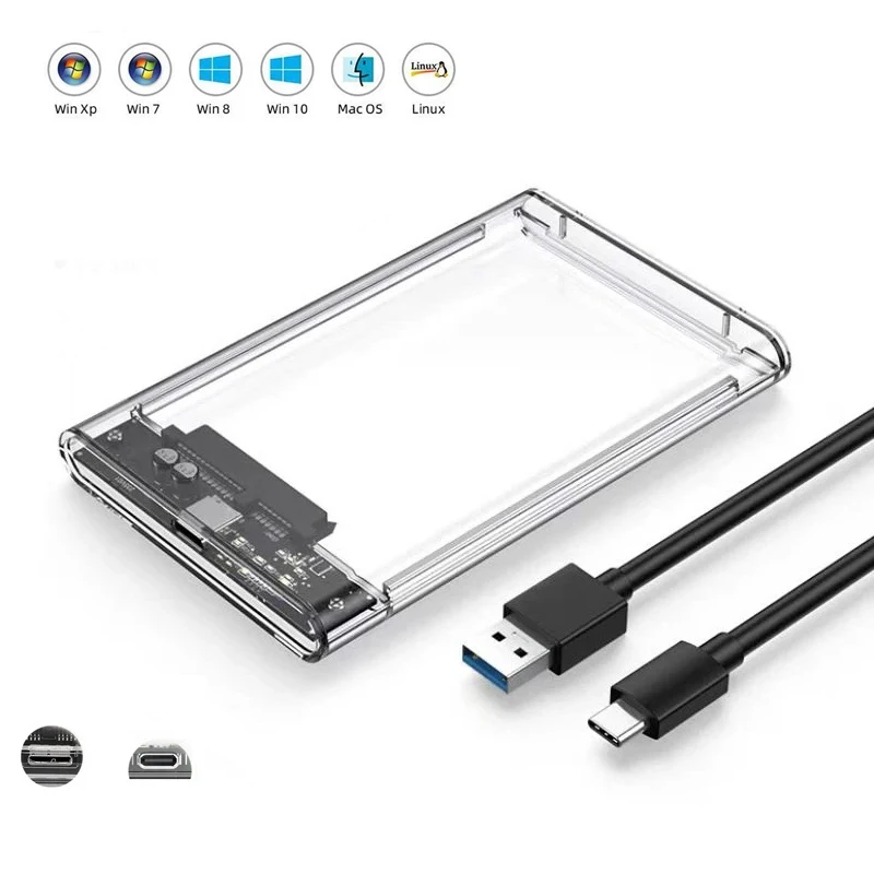 2-5inch-HDD-SSD-Case-USB-3-1-Type-C-Transparent-HDD-Enclosure-External ...