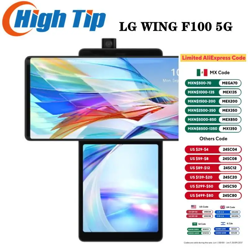 Unlocked-Original-LG-WING-5G-CellPhone-F100VM-F100TM-F100N-F100-4G-LTE ...