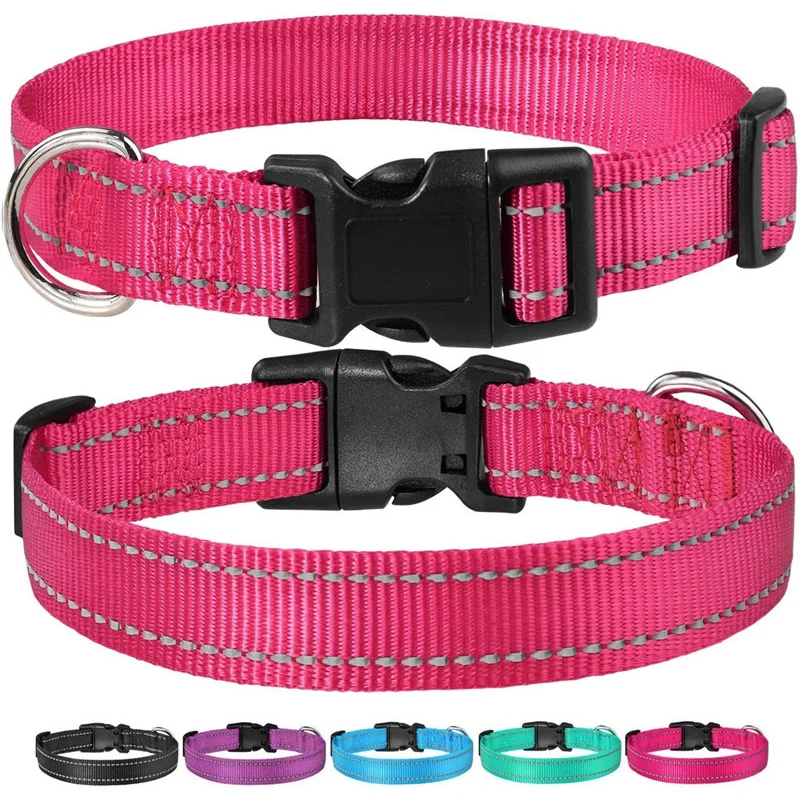 Dog Collars Adjustable Quick Release Reflective Safe Nylon for All ...