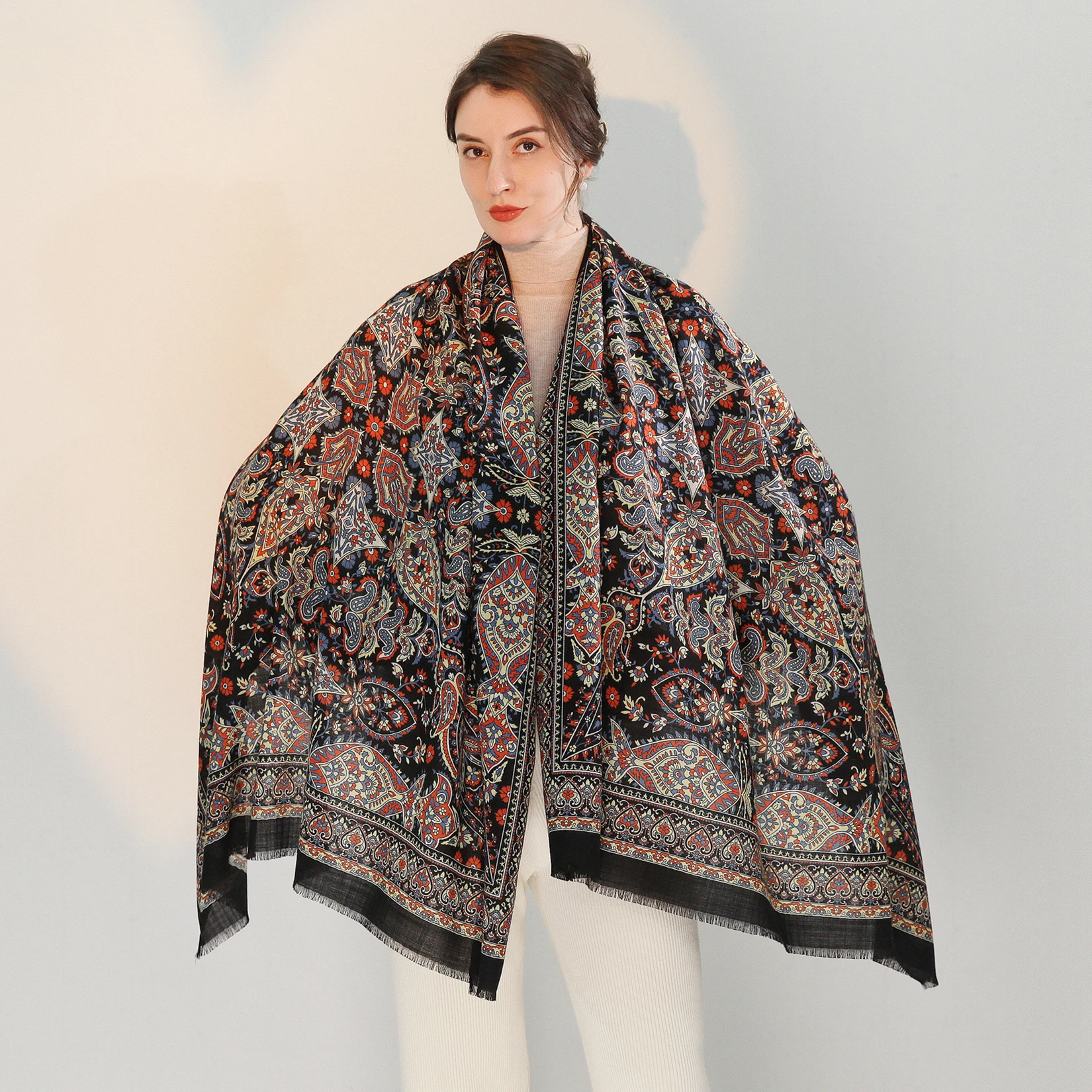 100-wool-Bufanda-Mujer-Wool-Poncho-Head-Women-Lady-Warm-Shawl-Stoles ...