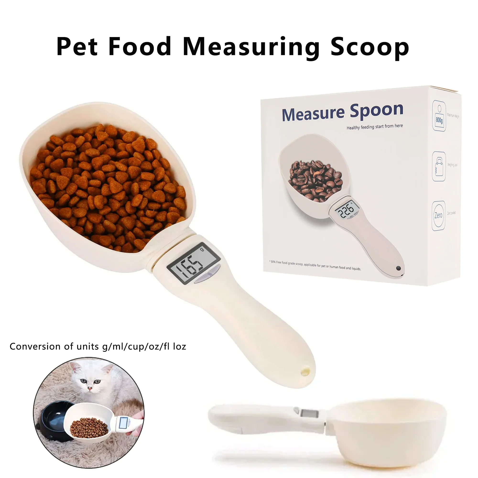 Cat Food Scale LCD Electronic Dog Food Weighing Cup Pet Feeding ...