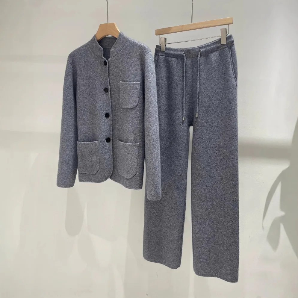 Fashion Women's Cashmere Casual Suits Autumn Winter Two-Piece Suits ...